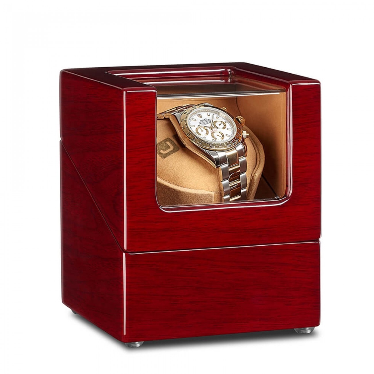 Jqueen Wooden Single Watch Winder Red Walnut