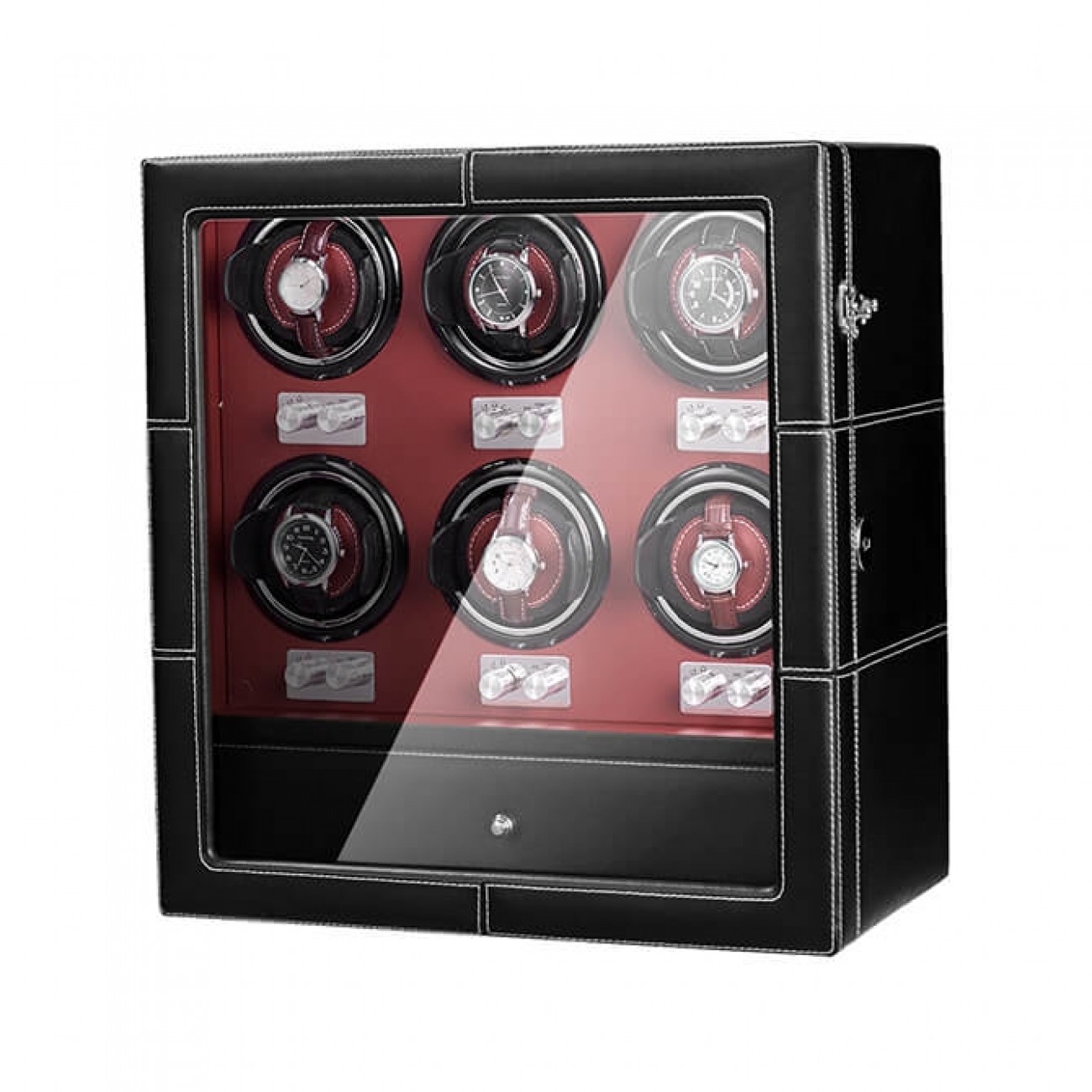 6 Automatic Watch Rotator with Quiet Motor Hold for Heavy Watch, Leather