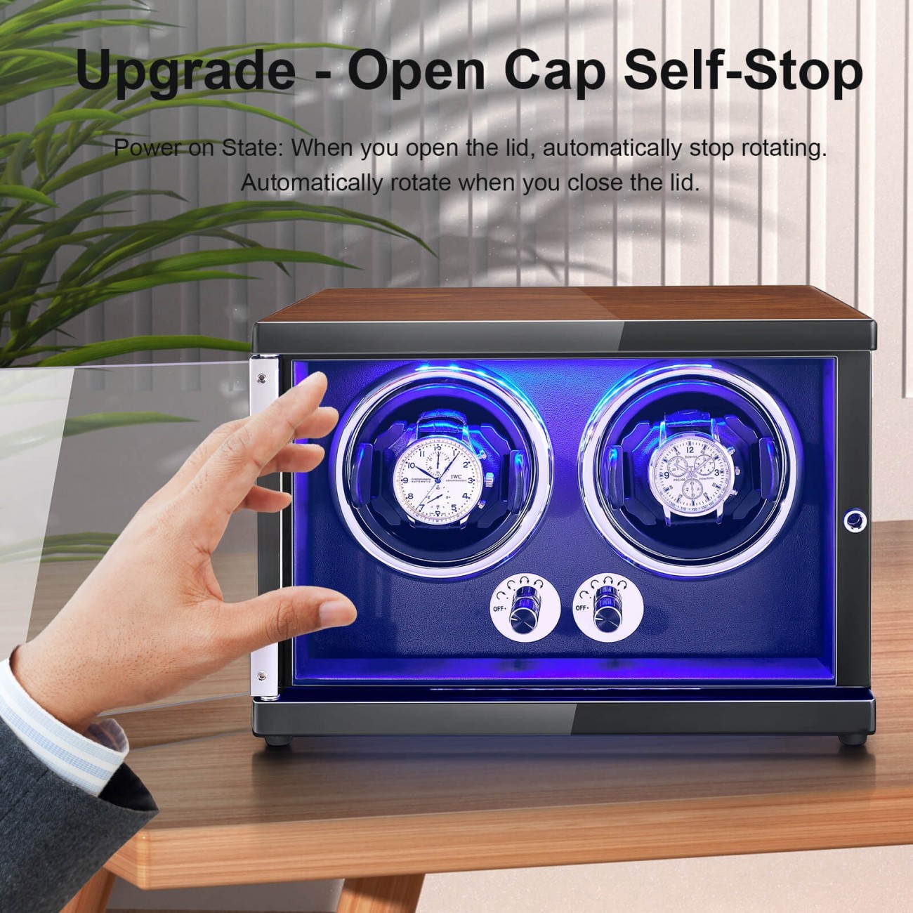 JQUEEN Double LED Watch Winder for Automatic Watches with Quiet ...