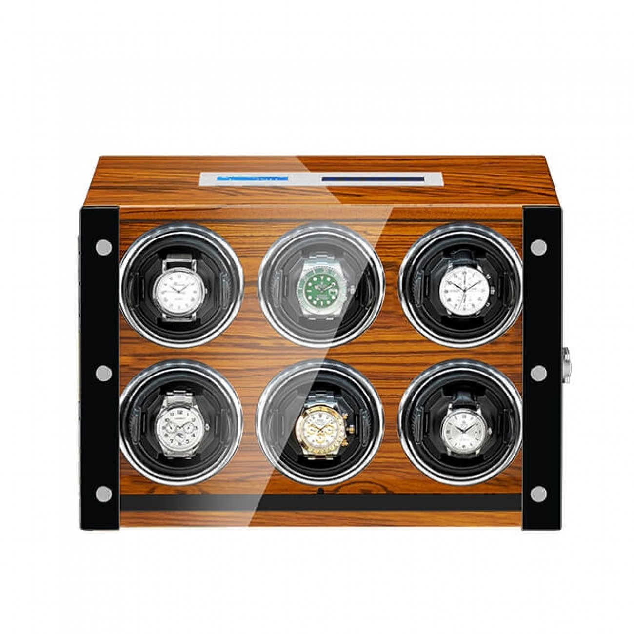 Six Automatic Watch Winder Case With Lcd Touch Screen in Golden Black ...